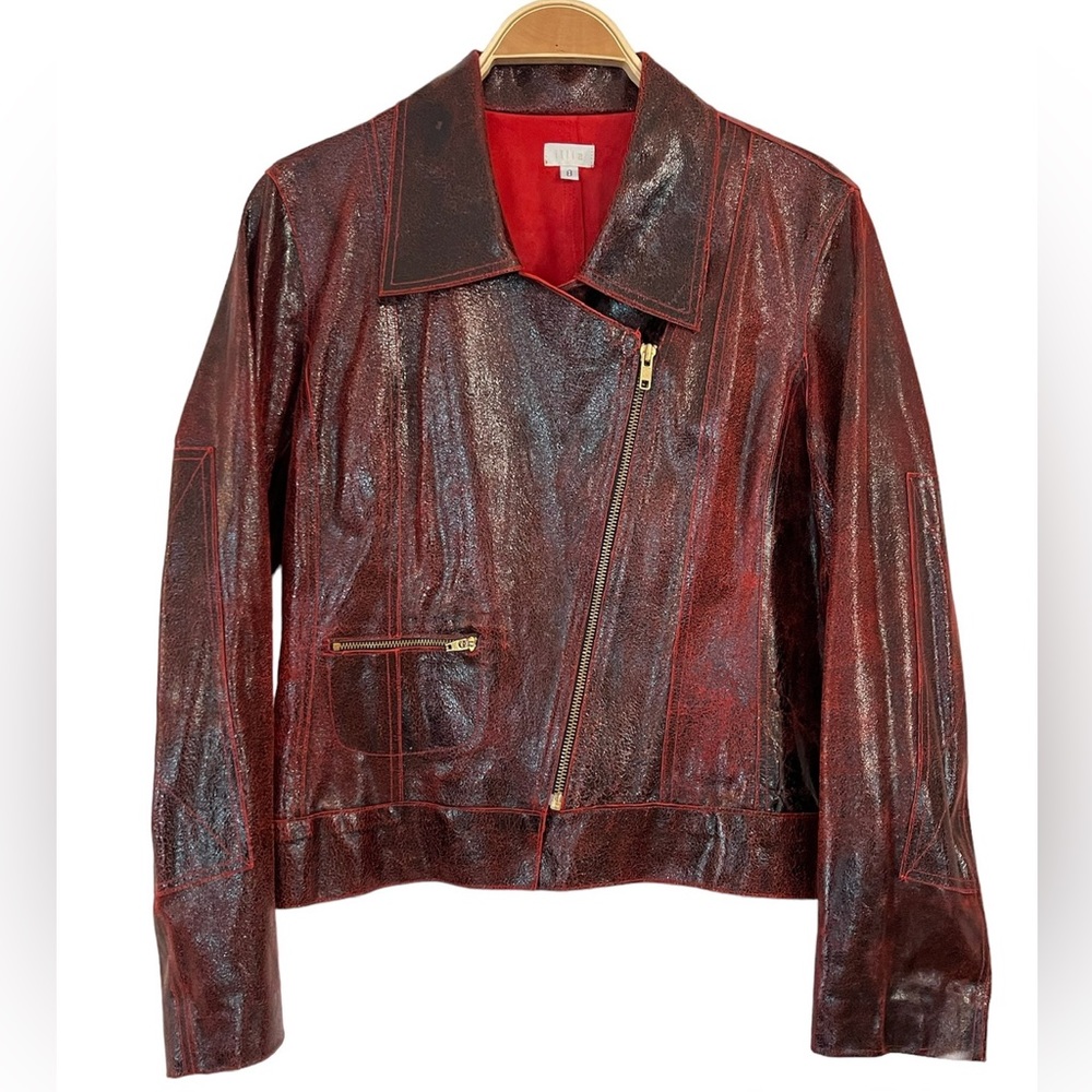 Illiacrackled Textured Leather Jacket - Gem